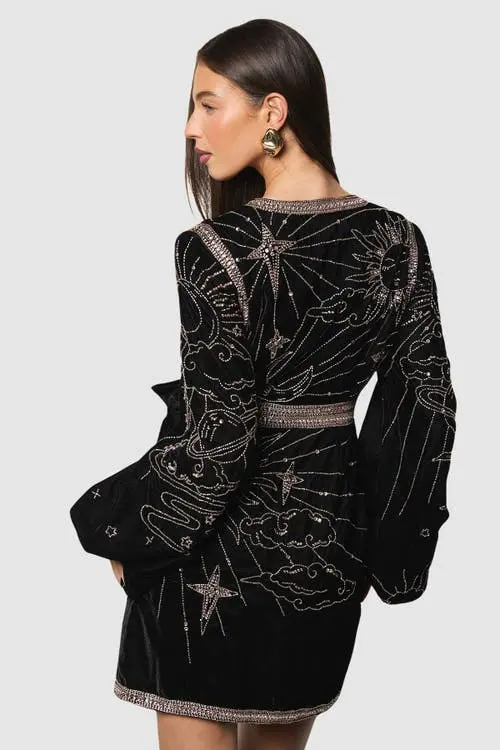 Coast Party Sequin Velvet Wrap Mini Dress