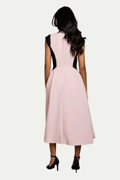 Coast Petite Color Block Midi Dress - Blush