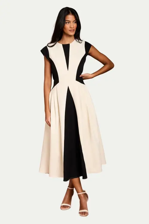 Coast Petite Color Block Midi Dress - Mono