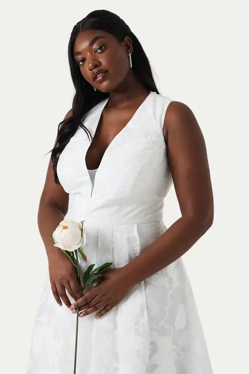 Coast Plunge Neck Maxi Wedding Dress With Waterfall Skirt