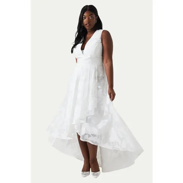 Coast Plunge Neck Maxi Wedding Dress With Waterfall Skirt - Ivory