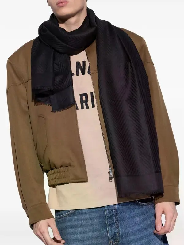 Givenchy Herringbone Fringed Scarf
