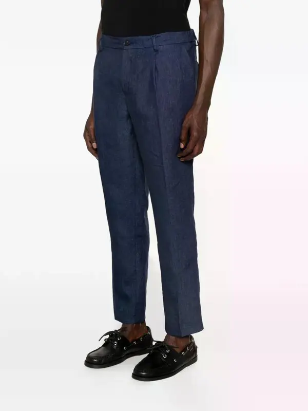 ENTRE AMIS Pleated Slim-fit Trousers - Blue