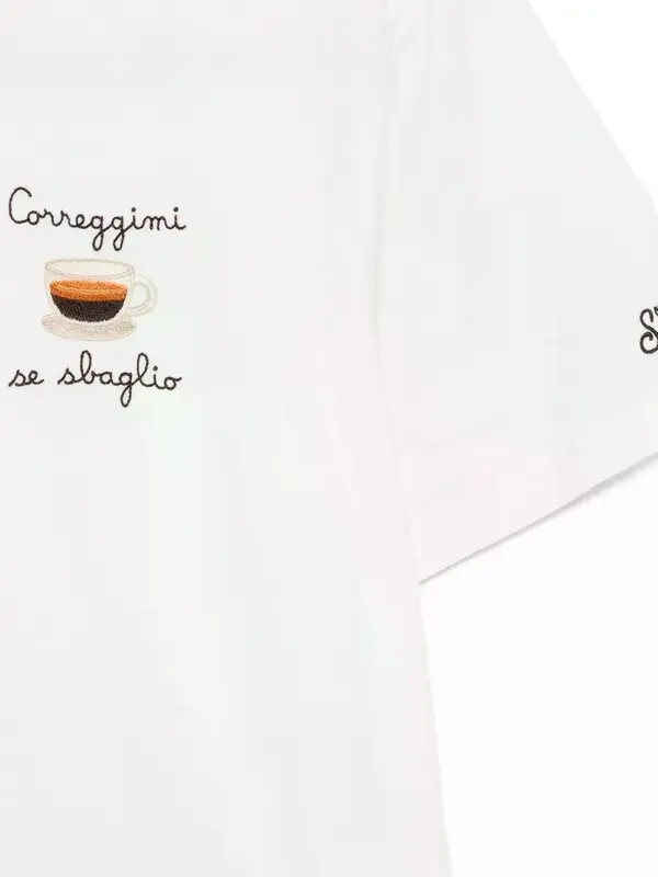 MC2 SAINT BARTH Embroidered Cotton T-shirt - White