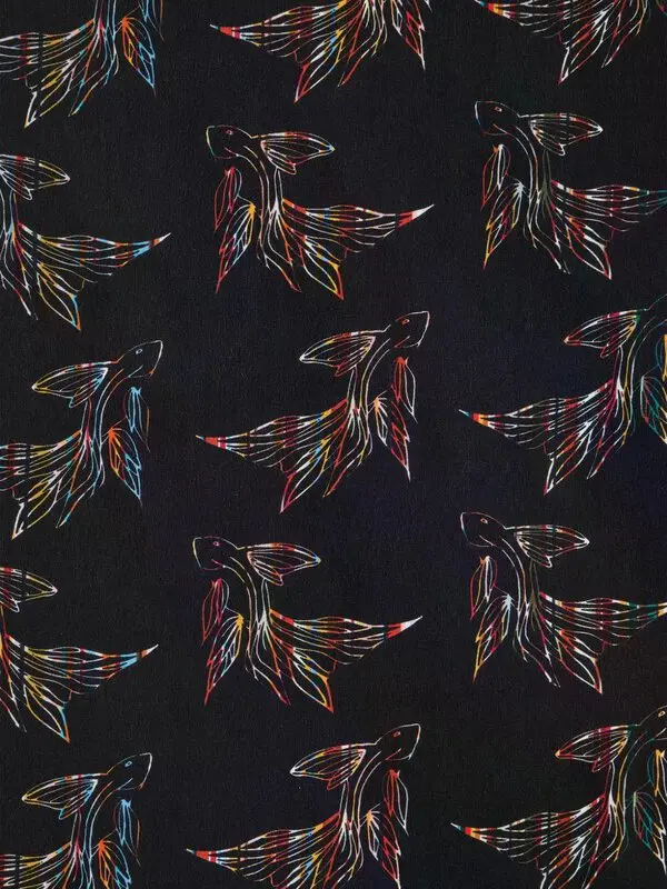 Paul Smith Fish-print Striped-border Scarf - Black