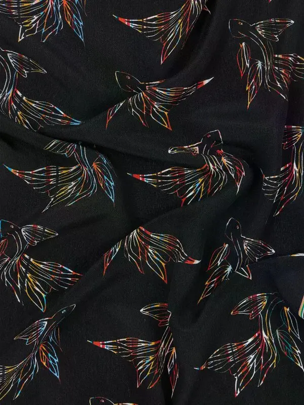 Paul Smith Fish-print Striped-border Scarf - Black