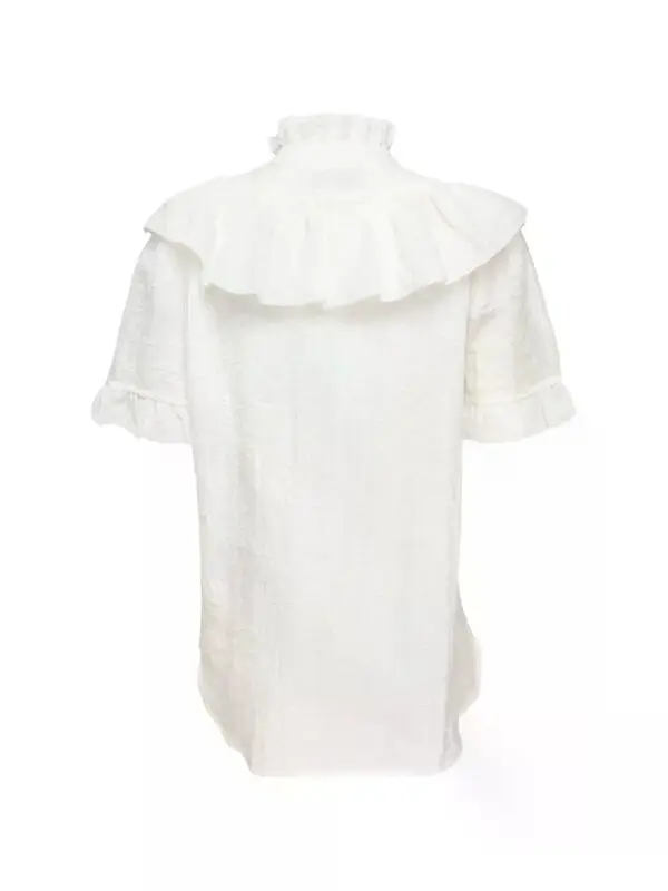 LEE MATHEWS Martha Ruffled Seersucker Blouse