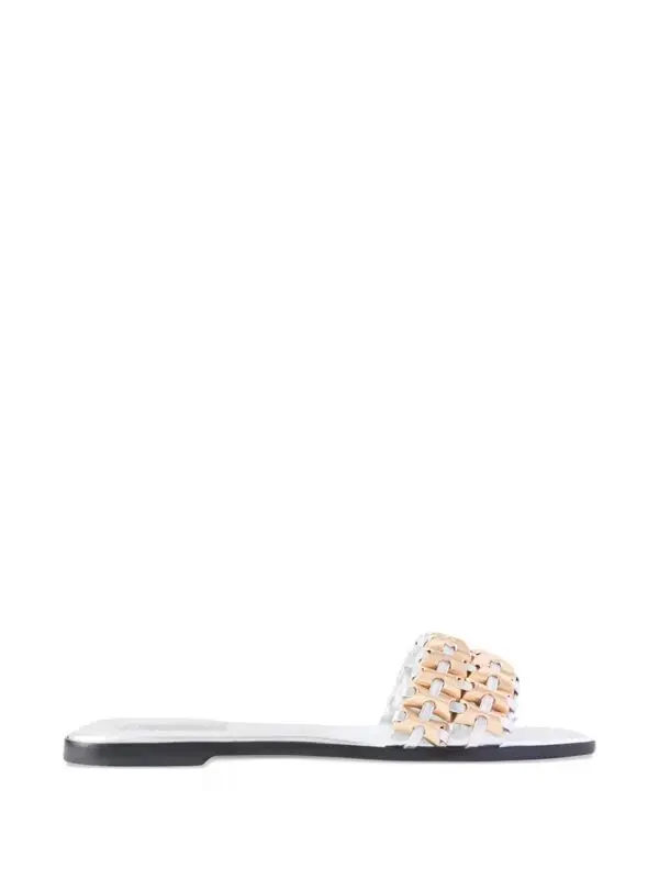 Simkhai Faye Metallic Leather Sandals - Silver
