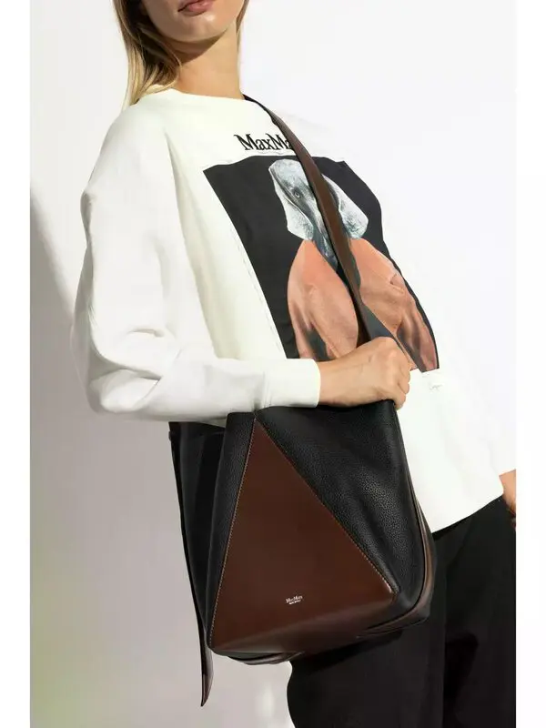 Max Mara Medium Two-tone Leather Bucket Bag