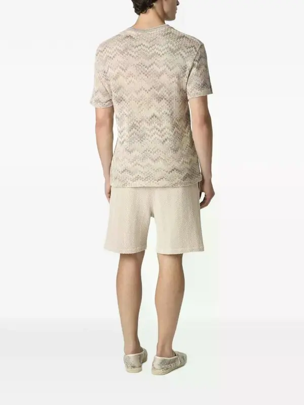 Missoni Crew-neck Cotton T-shirt With Dégradé Snake Pattern - Neutrals