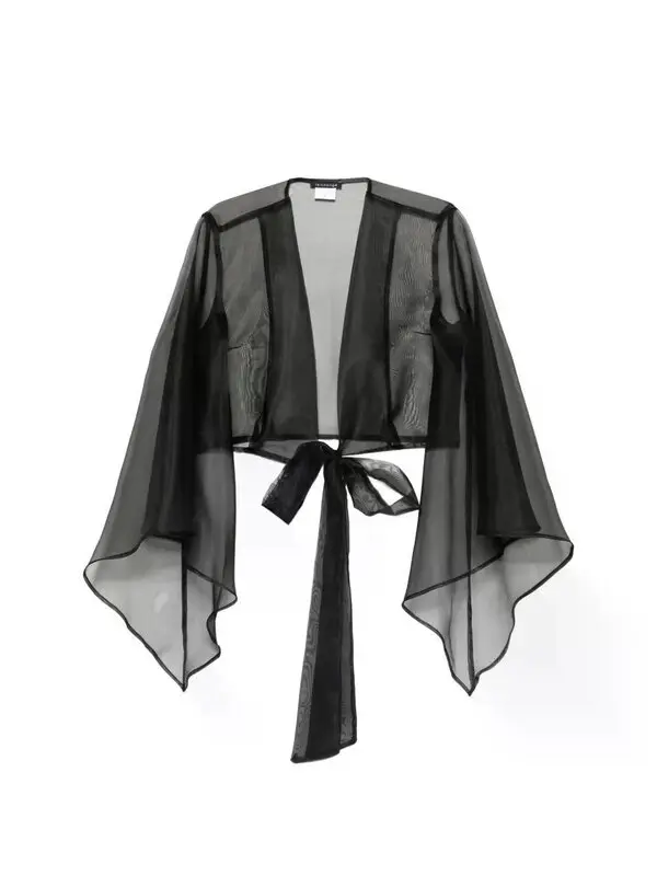 LE RJTANGE Sheer-finish Flared-sleeve Blouse