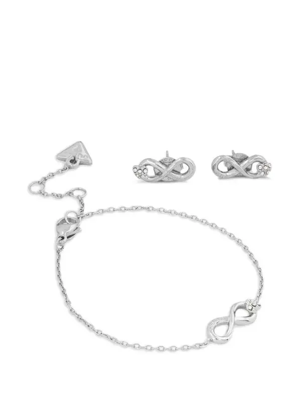 Guess Infinity-motif Crystal-embellished Jewellery Set - Silver