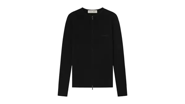 Fear Of God Essentials Signature Rib Knit Fitted Long Sleeve Zip Up T-shirt - Vintage Black