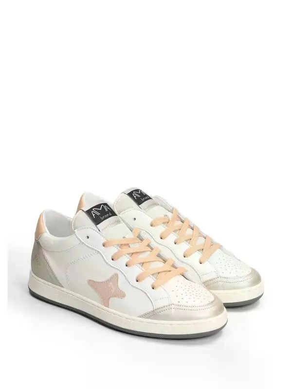AMA-BRAND Star-patch Metallic-effect Sneakers - Neutrals