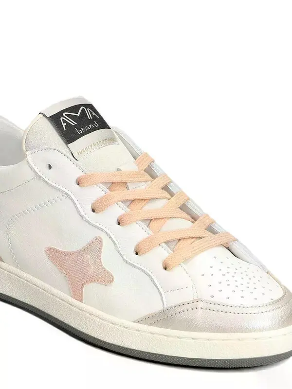 AMA-BRAND Star-patch Metallic-effect Sneakers - Neutrals