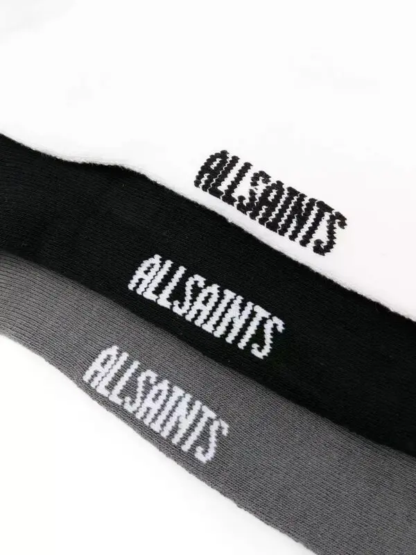 ALLSAINTS Logo-knit Ribbed Socks Set - Black
