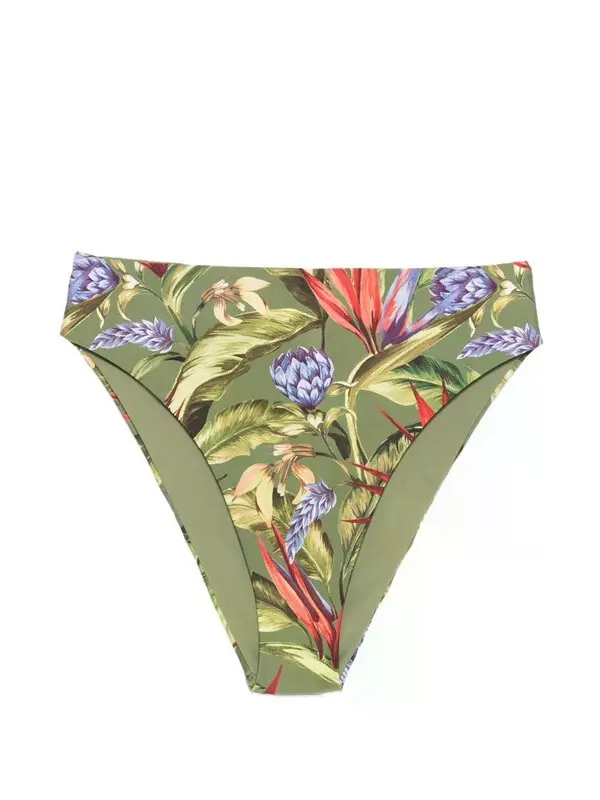 Farm Rio Strelitzia Floral-print Bikini Bottom - Green