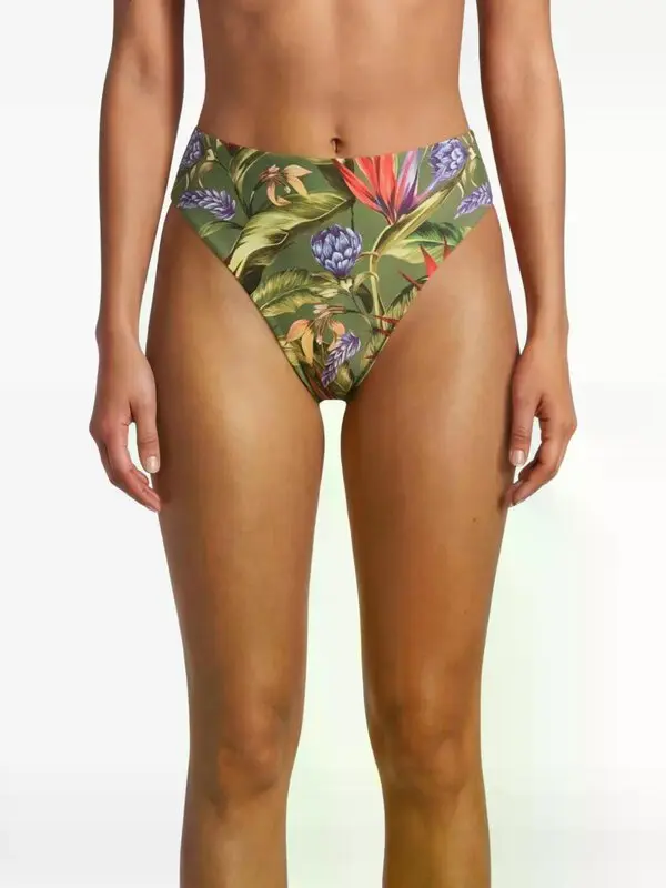 Farm Rio Strelitzia Floral-print Bikini Bottom - Green