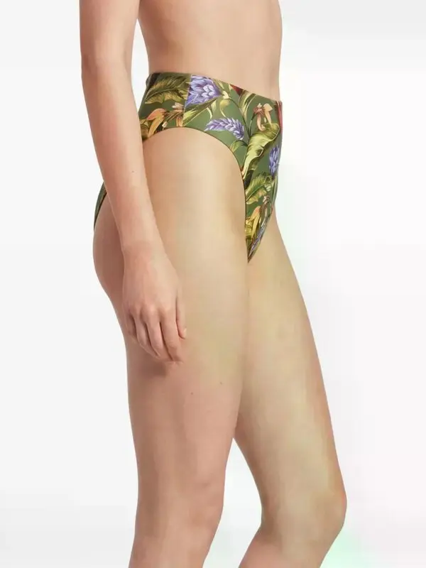 Farm Rio Strelitzia Floral-print Bikini Bottom - Green