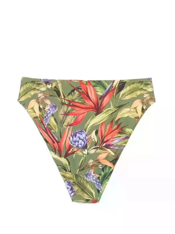 Farm Rio Strelitzia Floral-print Bikini Bottom - Green