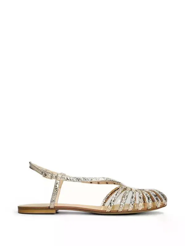 ANNA F. Snakeskin-effect Studded Sandals - Gold
