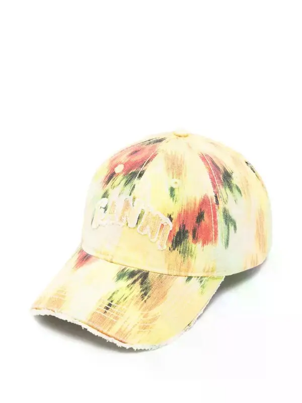 GANNI Logo-embroidered Cap - Yellow