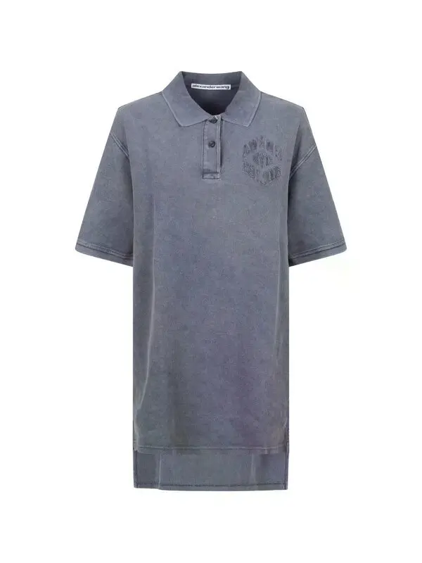 Alexander Wang Logo-embroidered Piqué Mini Dress - Grey