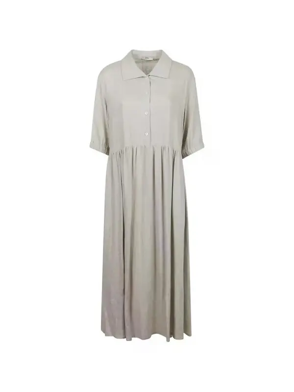 Herno Gathered-waist Button-up Dress - Neutrals