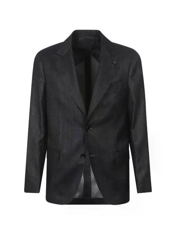 LARDINI Peak-lapel Denim Blazer