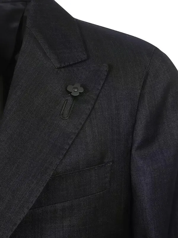 LARDINI Peak-lapel Denim Blazer