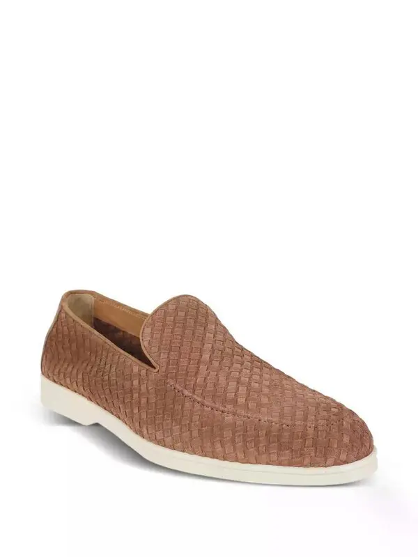 DOUCAL'S Woven Suede Loafers - Brown