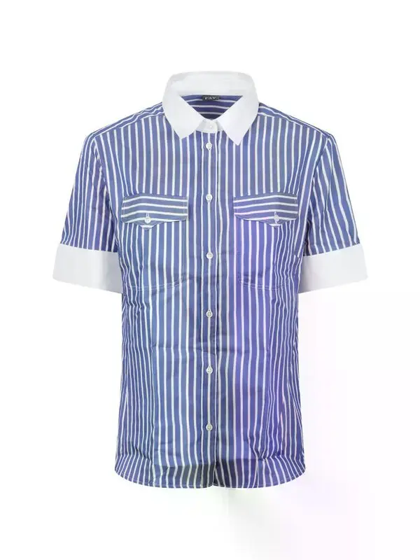 FAY Striped Short-sleeve Shirt - Blue