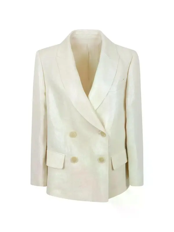 Brunello Cucinelli Metallic Finish Double-breasted Blazer - Neutrals