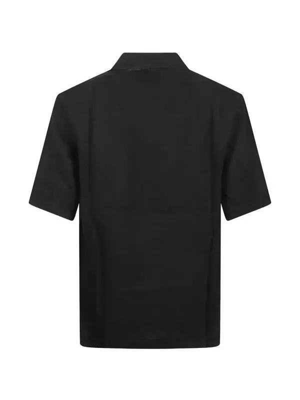 C.P. COMPANY Logo-print Camp-collar Shirt - Black