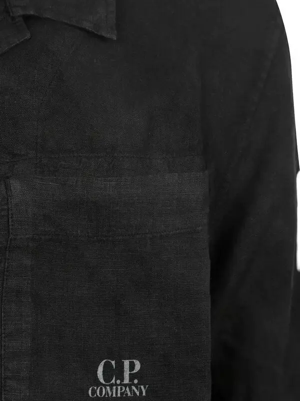 C.P. COMPANY Logo-print Camp-collar Shirt - Black