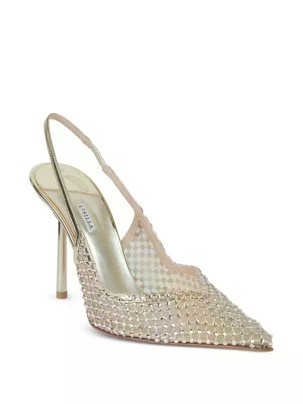 LE SILLA Gilda Crystal-embellished Slingback Pumps - Neutrals