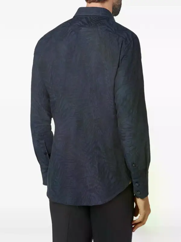 BILLIONAIRE Jacquard Palm Tree Shirt - Blue