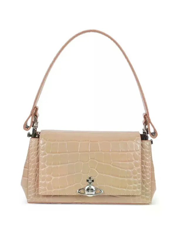 VIVIENNE WESTWOOD Orb Plaque Croc-effect Shoulder Bag