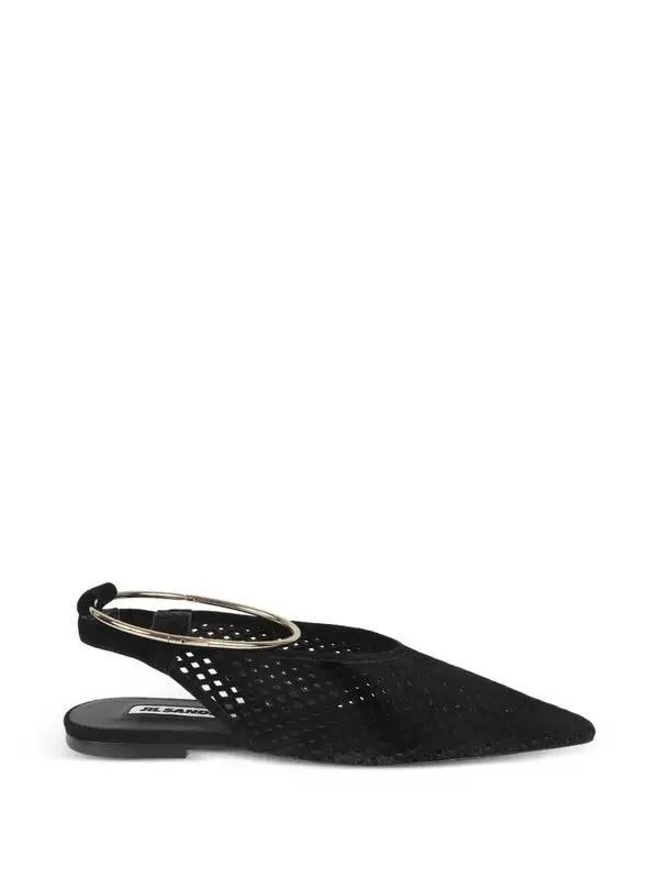 JIL SANDER Ring-embellished Ballerina Flats - Black