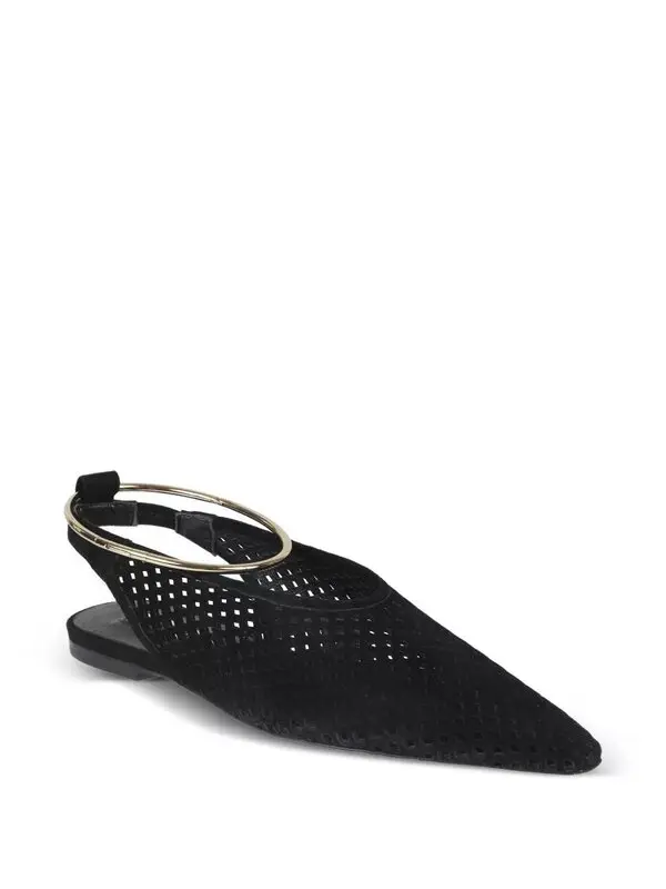 JIL SANDER Ring-embellished Ballerina Flats - Black