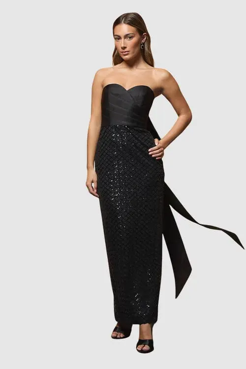 Coast Sequin Bandeau Column Dress - Black