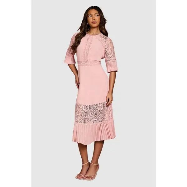 Coast Lace Insert Midi Dress - Blush