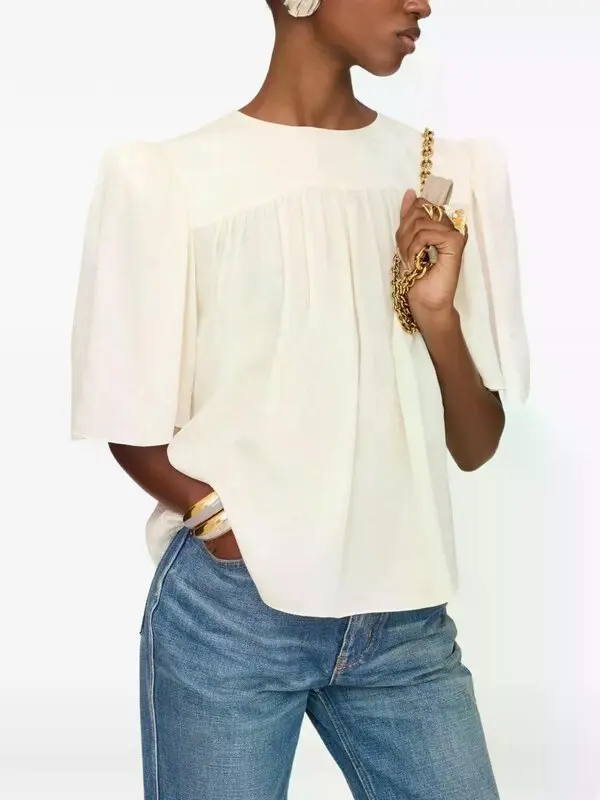 Chloé Gathered-detail Blouse - Neutrals