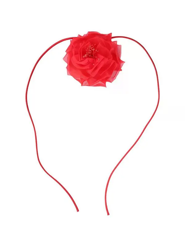 Max Mara Floral Appliqué Necklace - Red