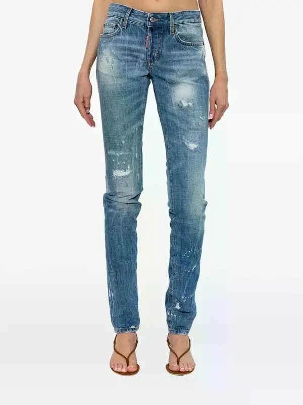 Dsquared2 Super Skinny Distressed Jeans - Blue