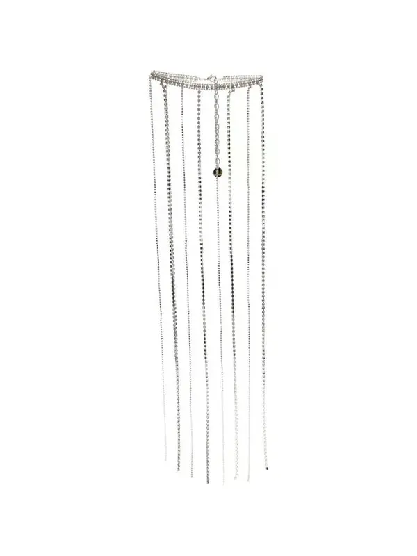 SILVIA GNECCHI Crystal-embellished Fringed Necklace - Silver