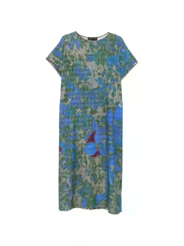 BARBARA BOLOGNA Abstract-print Perforated Dress - Blue