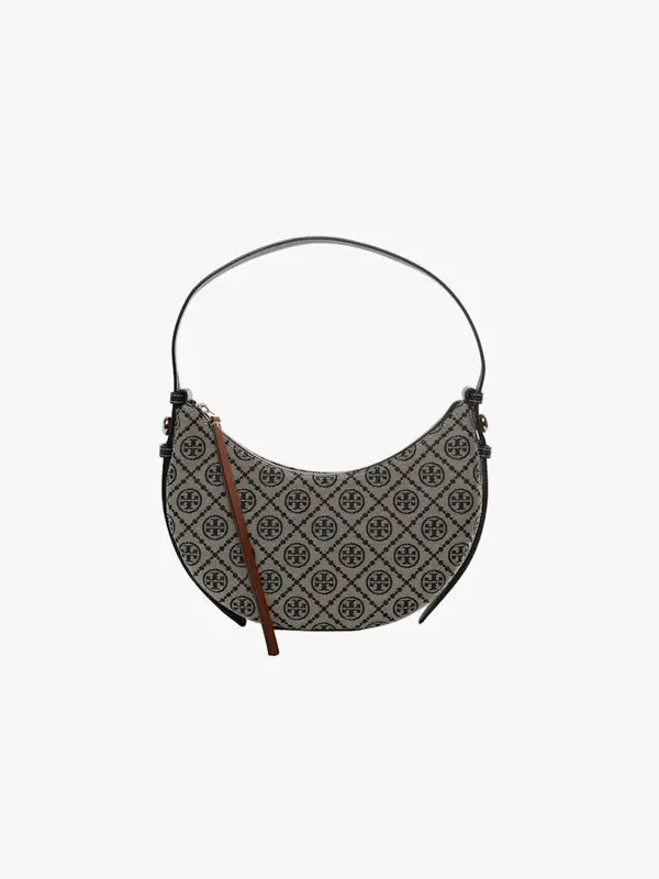 Tory Burch Romy T Monogram Half Moon Bag - Navy Blue