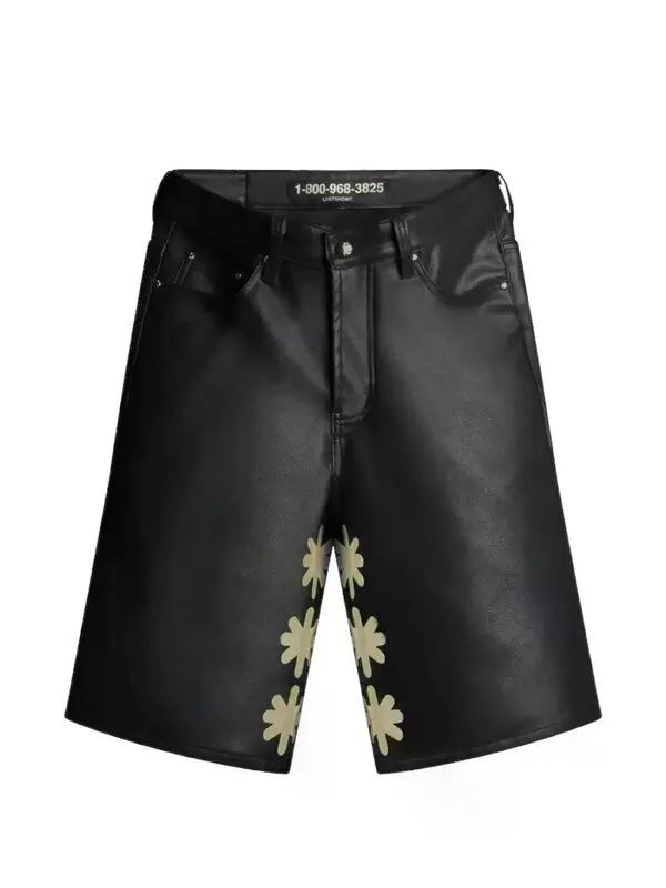 LOSTSHDWS Floral-detail Leather Shorts