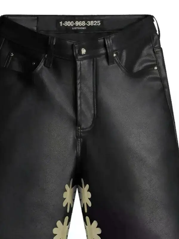 LOSTSHDWS Floral-detail Leather Shorts